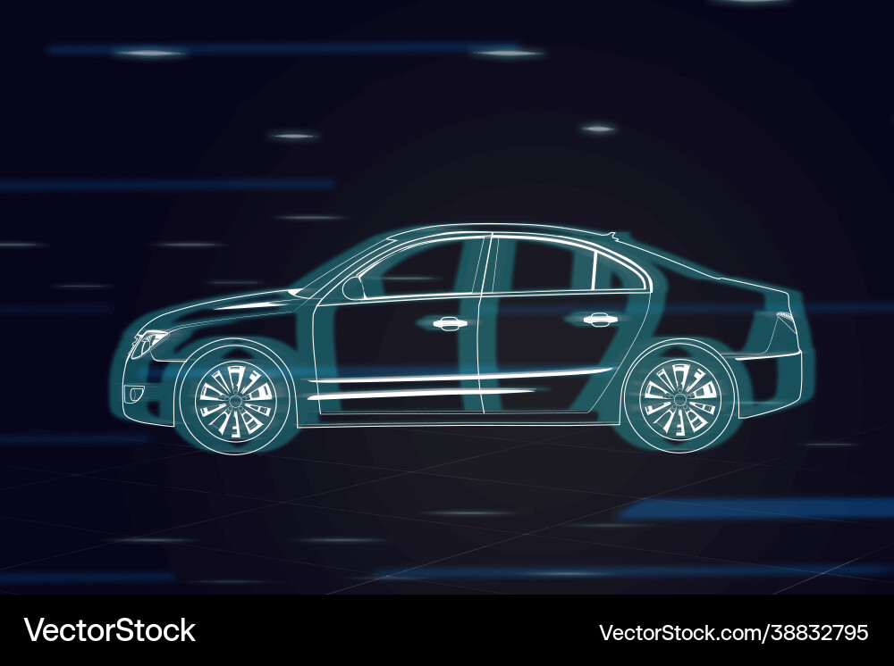 Neon blue sedan car Royalty Free Vector Image - VectorStock