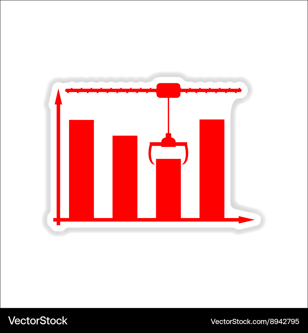 Paper sticker on white background economic graph Vector Image