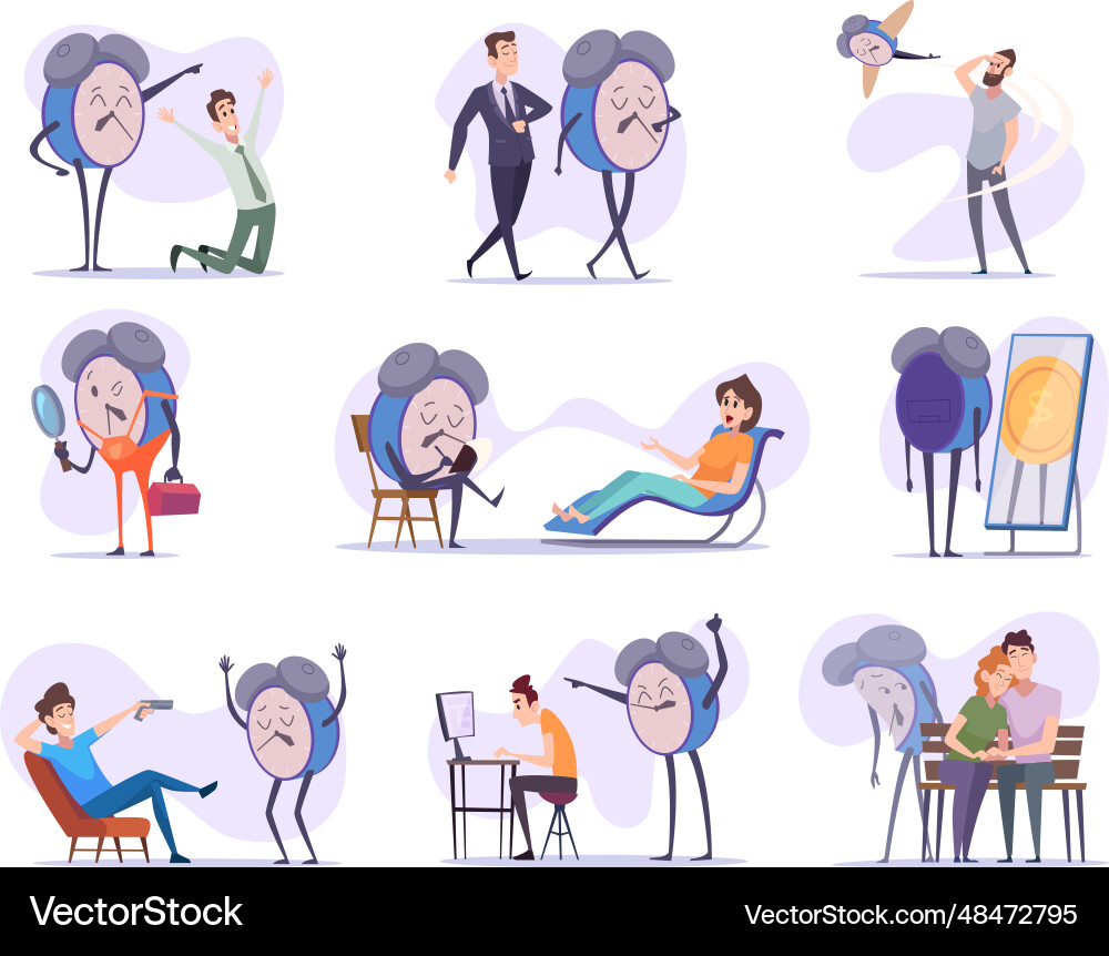 People clock concept of self time Royalty Free Vector Image
