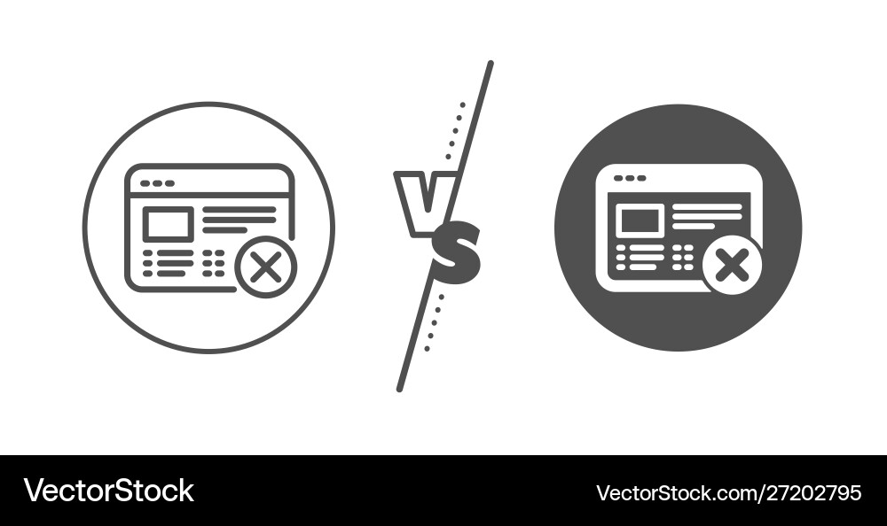 Reject web page line icon no internet sign Vector Image