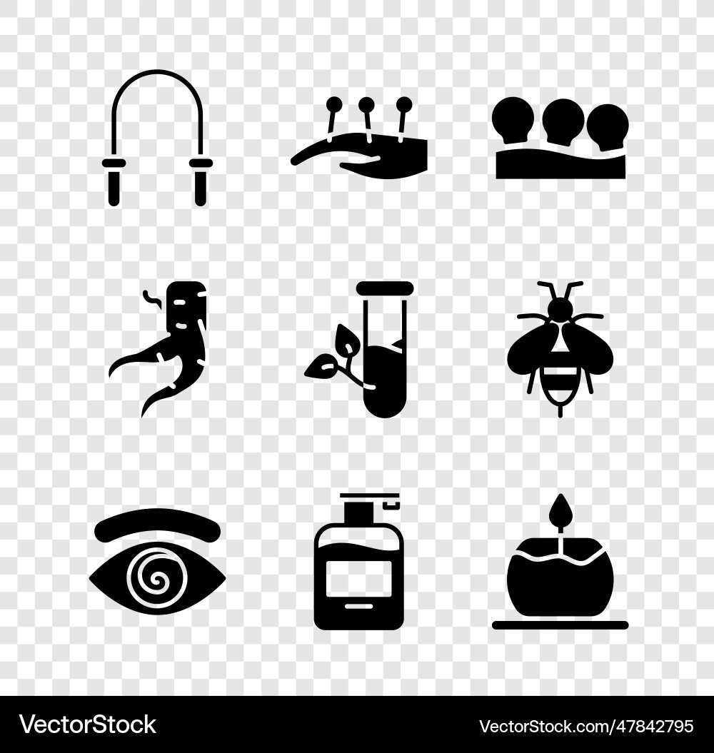 Set jump rope acupuncture therapy vacuum cans Vector Image