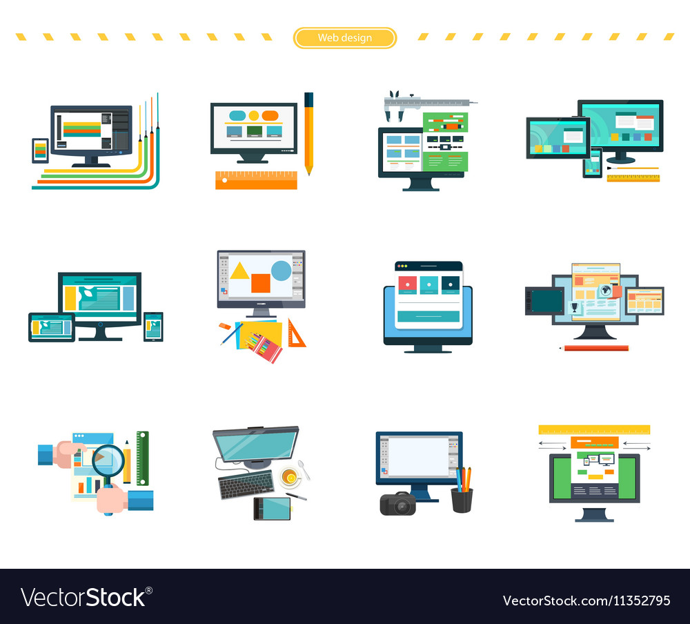 Set of web design concepts in flat style Vector Image