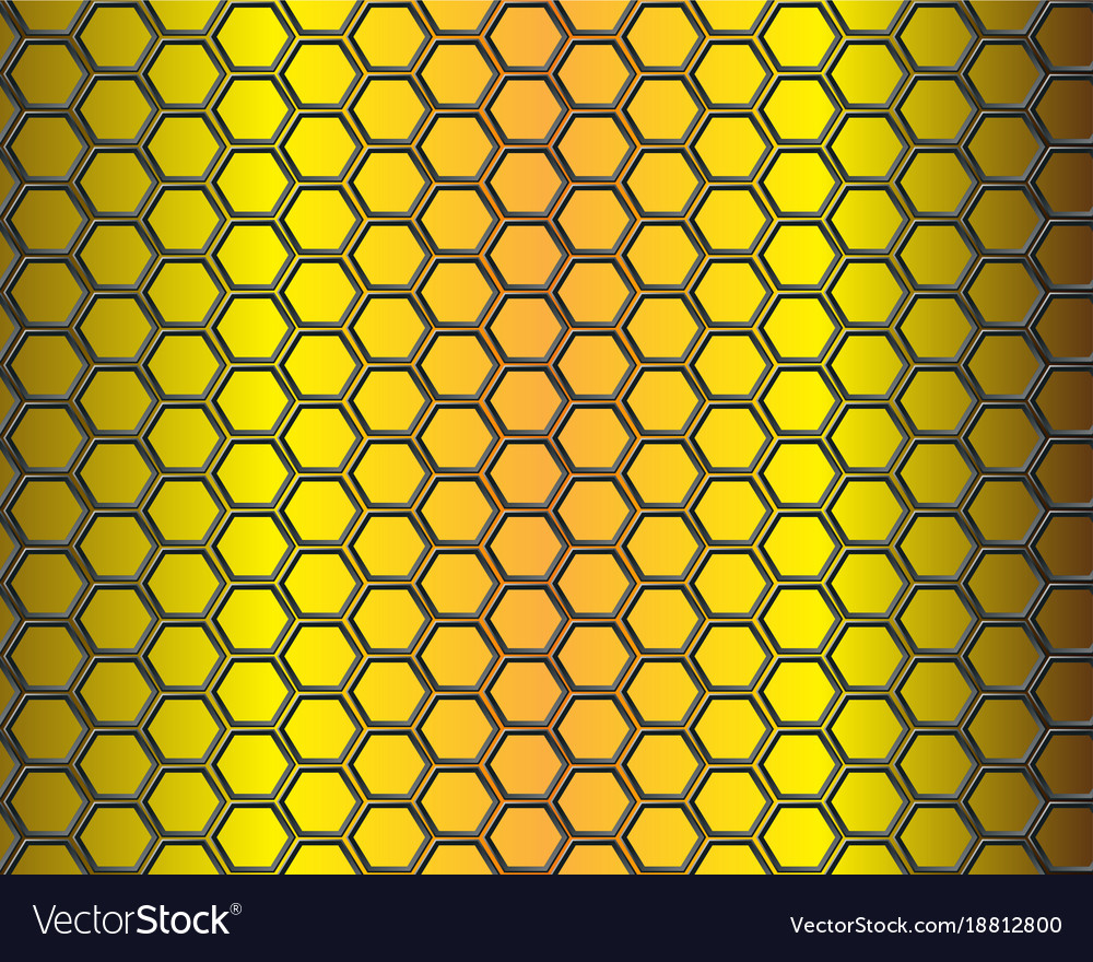 Black Hexagon Mesh On Gold Background Design Vector Image 