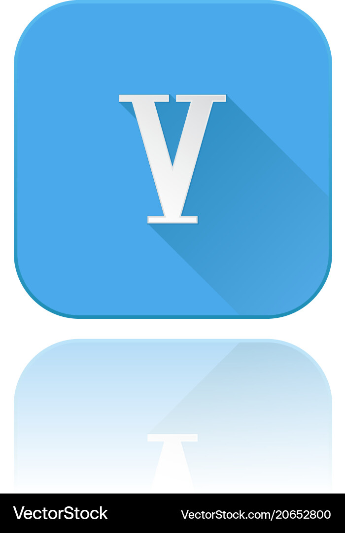 Blue icon with v roman numeral reflection Vector Image