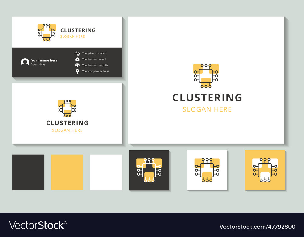 Clustering logo design with editable slogan Vector Image