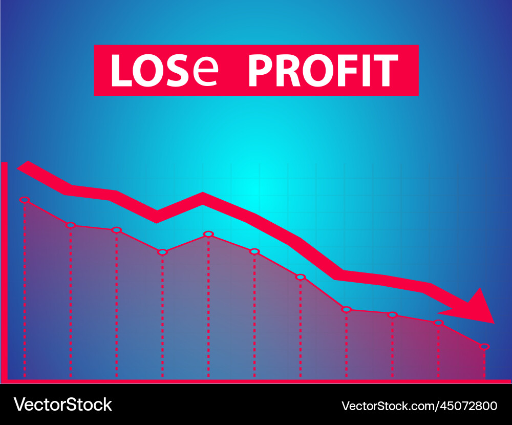 Lose profit up down gradiant bar chart Royalty Free Vector
