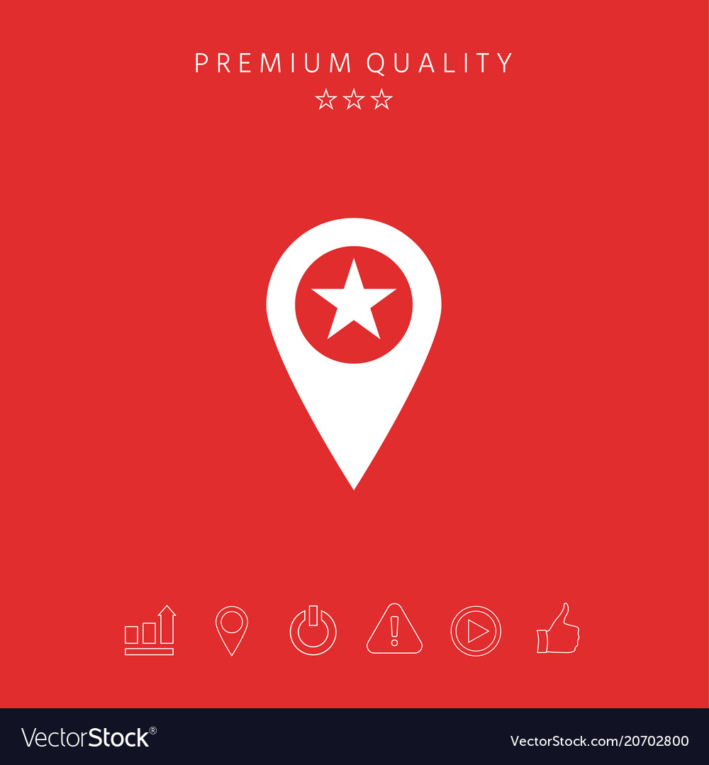 Map pointer with star Royalty Free Vector Image