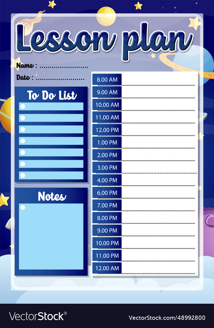 Outer space background study plan Royalty Free Vector Image