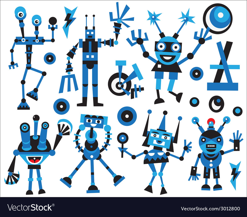 Robots icons set Royalty Free Vector Image - VectorStock Robots icons set Royalty Free Vector Image - VectorStock
