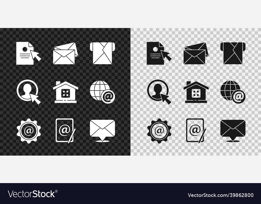 Set document and cursor envelope mail e-mail Vector Image