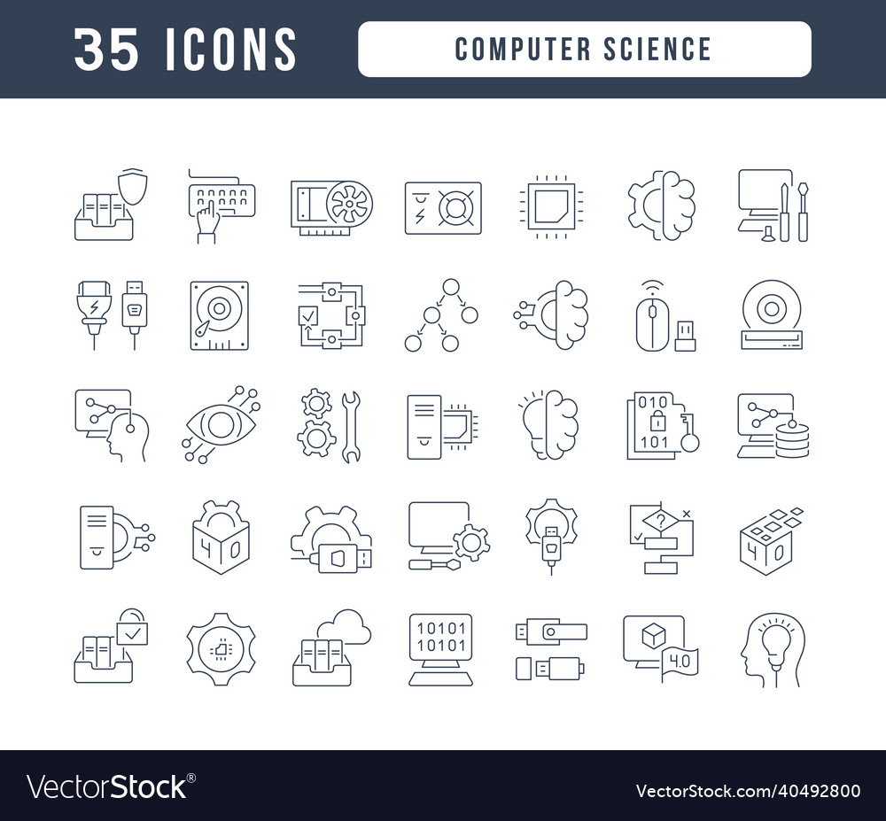 Set of linear icons computer science Royalty Free Vector