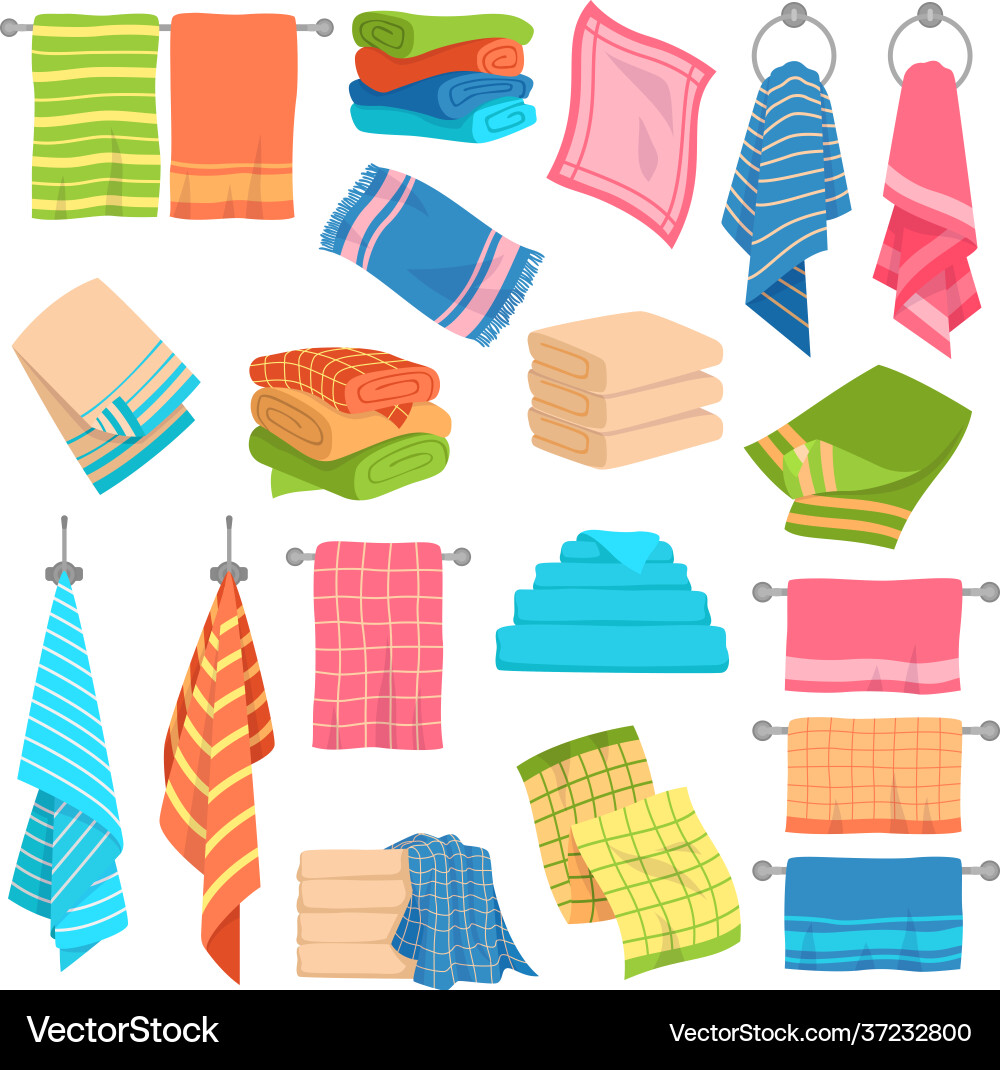 Towel cartoon set beach kitchen and bath Vector Image