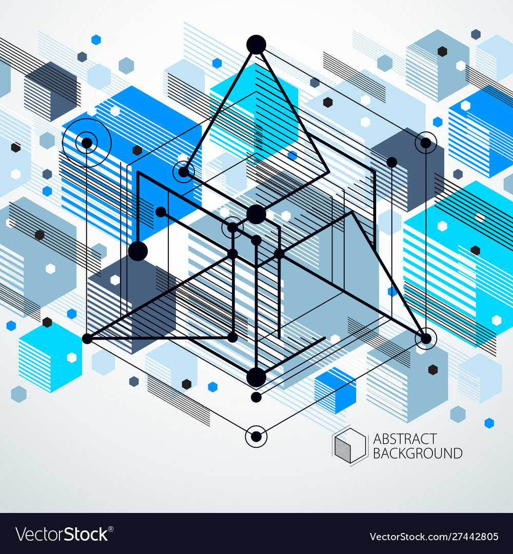 Abstract Geometric Isometric Blue Background Vector Image