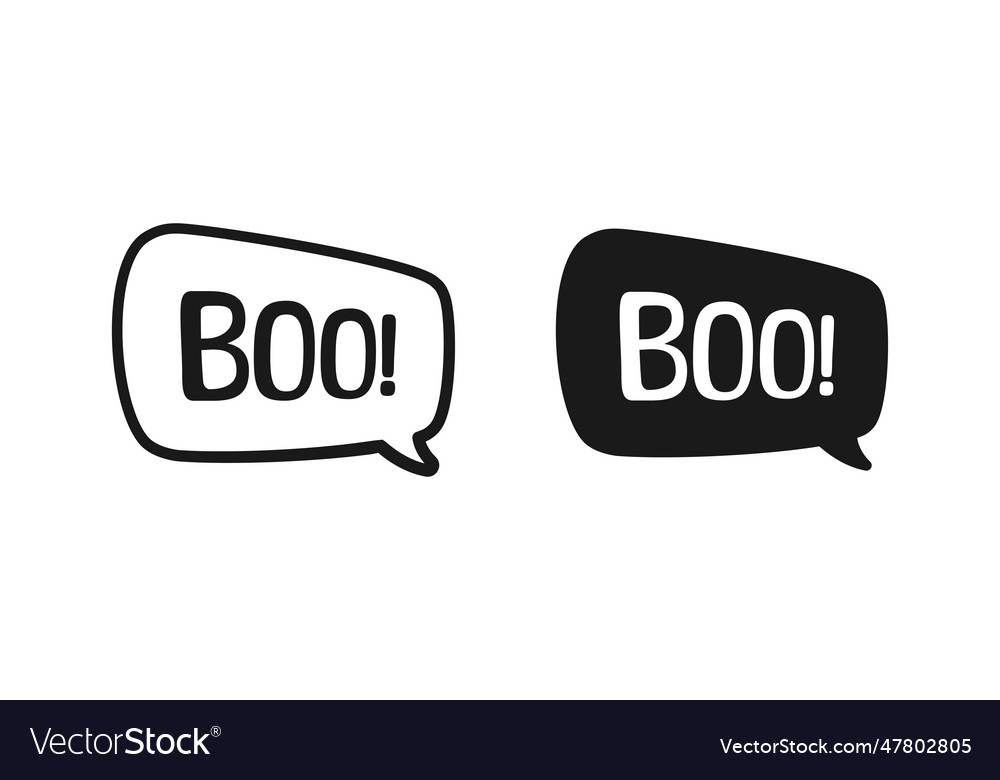Boo text in speech bubble outline and silhouette Vector Image