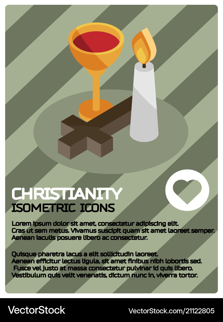 Christianity color isometric poster Royalty Free Vector