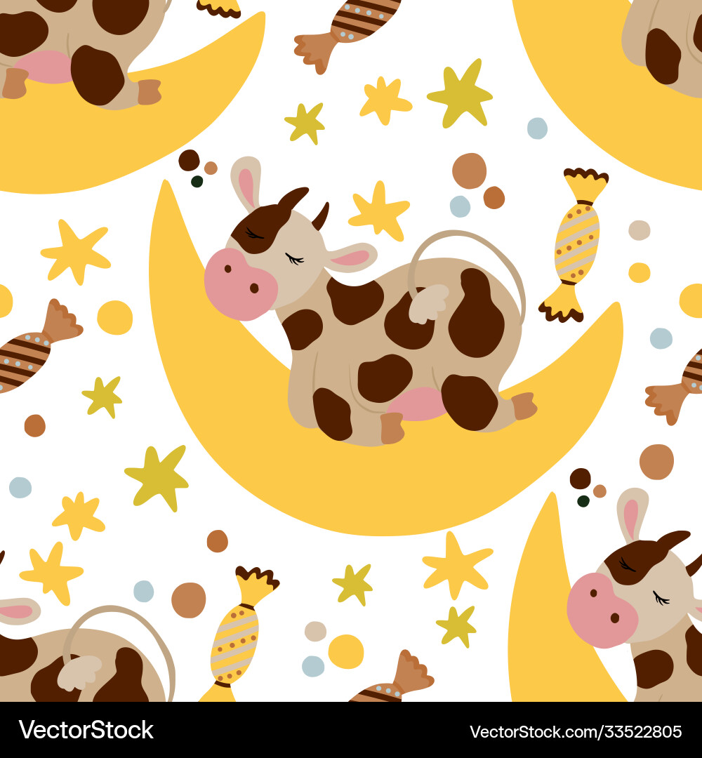 Cow seamless pattern Royalty Free Vector Image