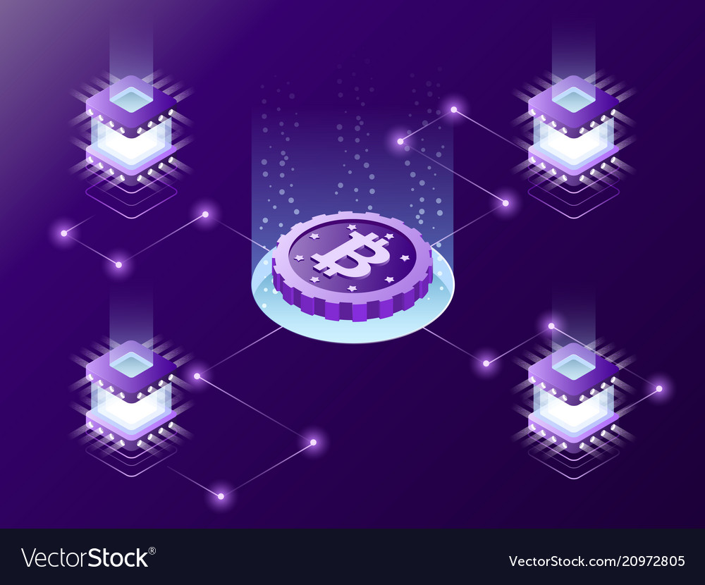 Cryptocurrency Mining Isometric Concept Royalty Free Vector
