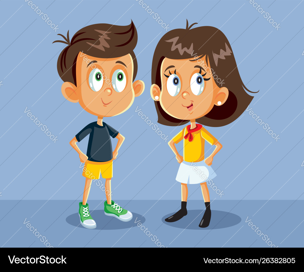 Cute boy and girl characters Royalty Free Vector Image