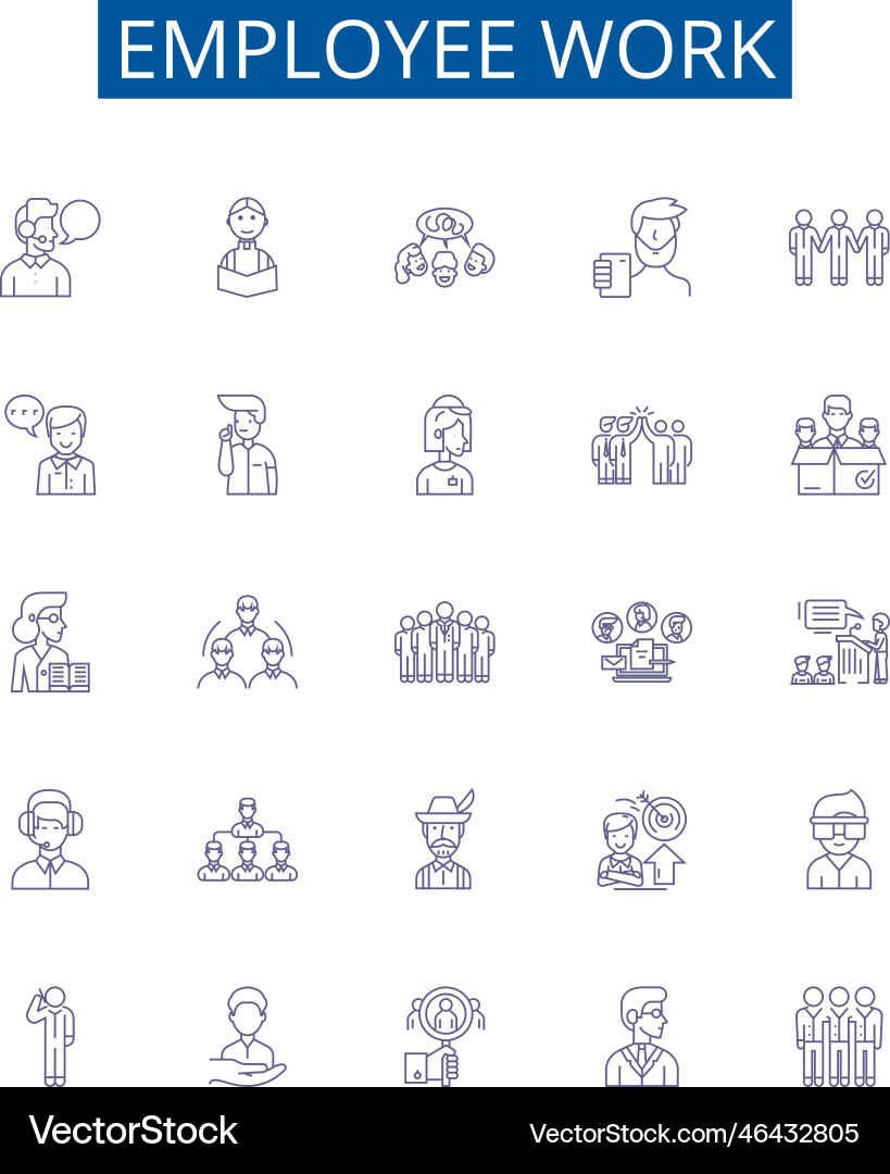 Employee work line icons signs set design Vector Image