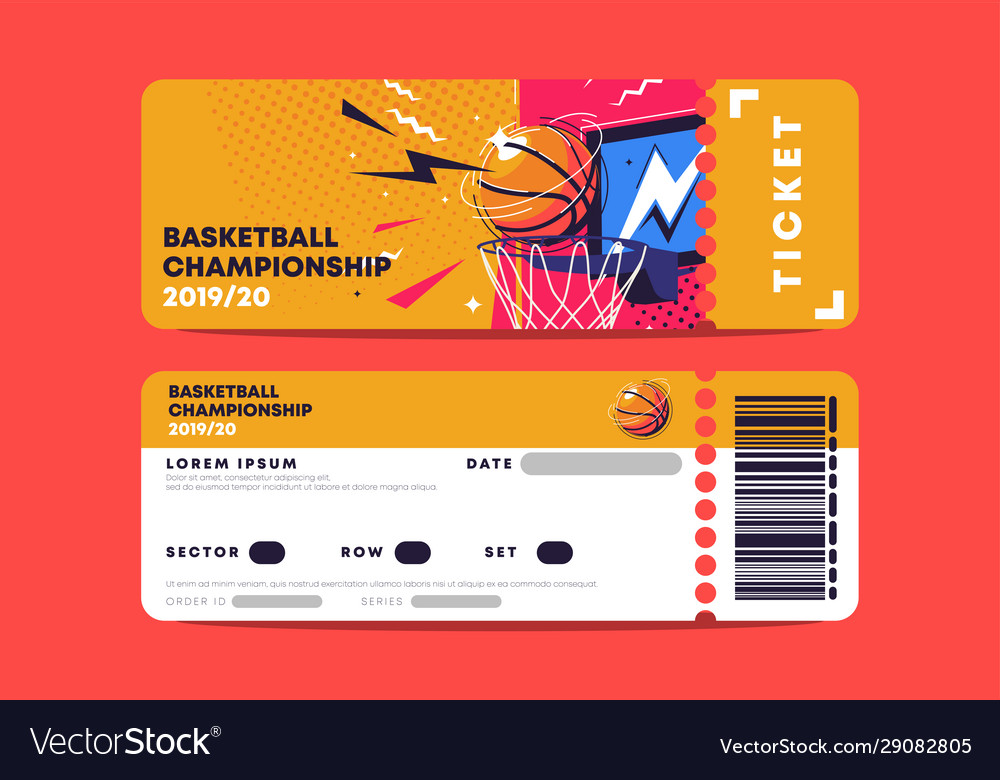 Entrance Ticket Template For Basketball Royalty Free Vector