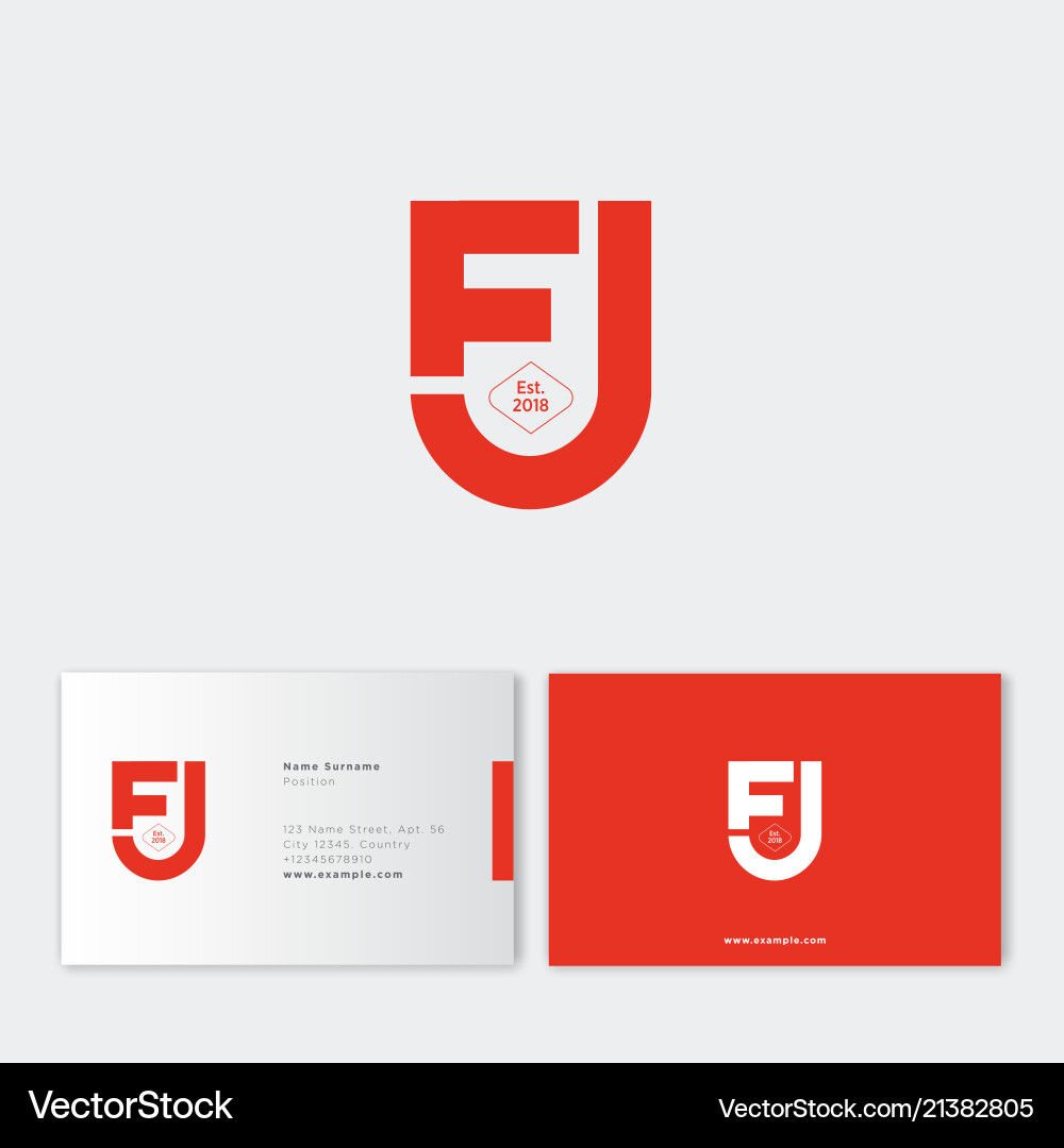 F and j shield monogram emblem flat letters digita