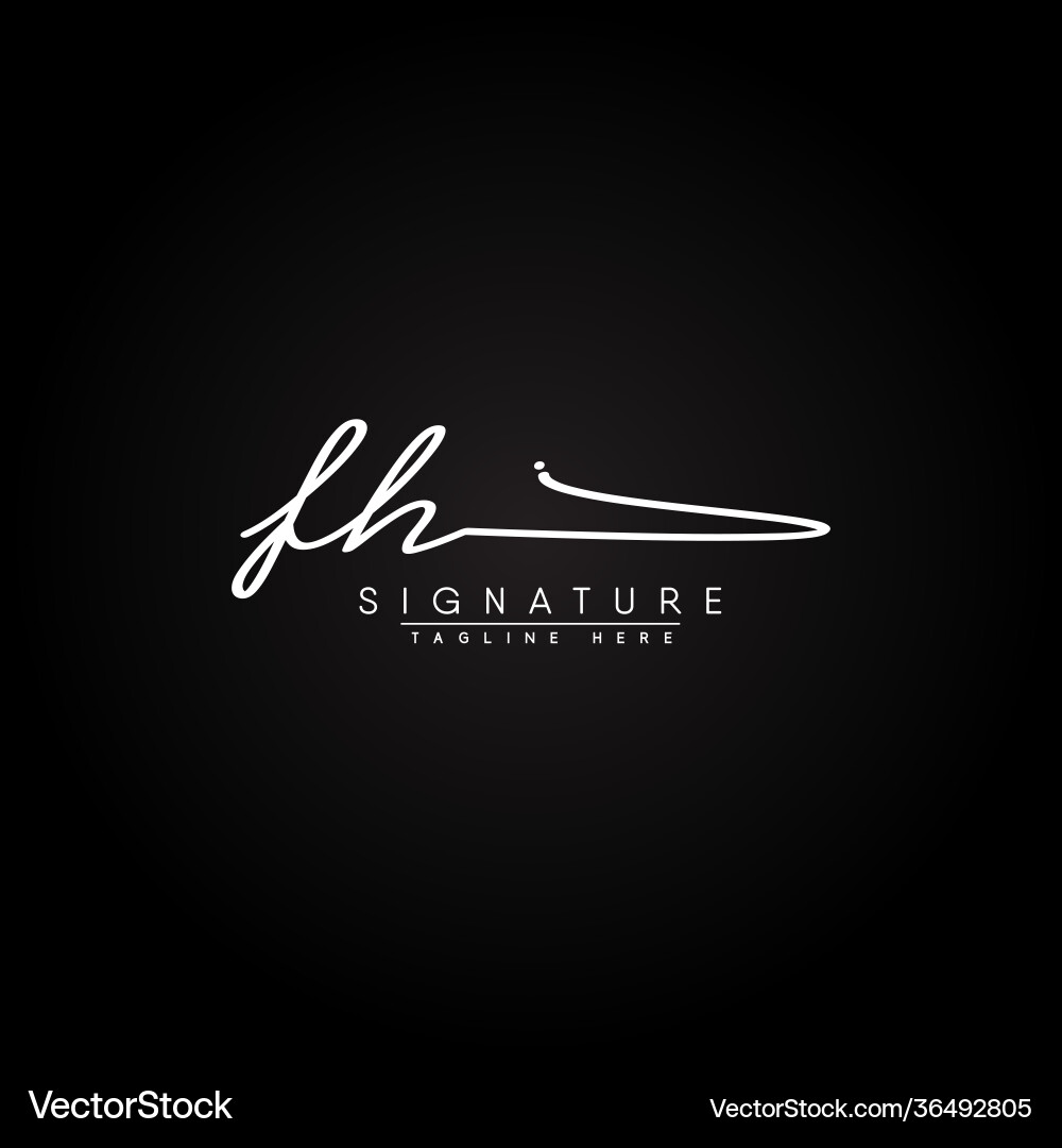 Fh initial letter logo - handwritten signature Vector Image