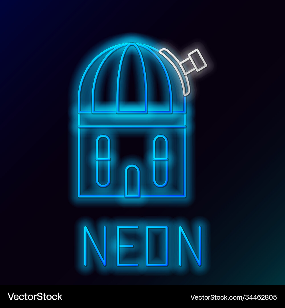Glowing neon line astronomical observatory icon Vector Image