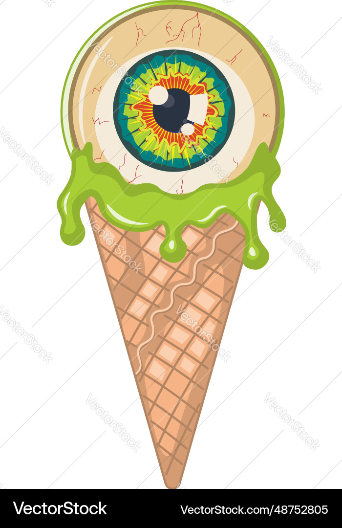 Green iris eyeball ice cream cone Royalty Free Vector Image