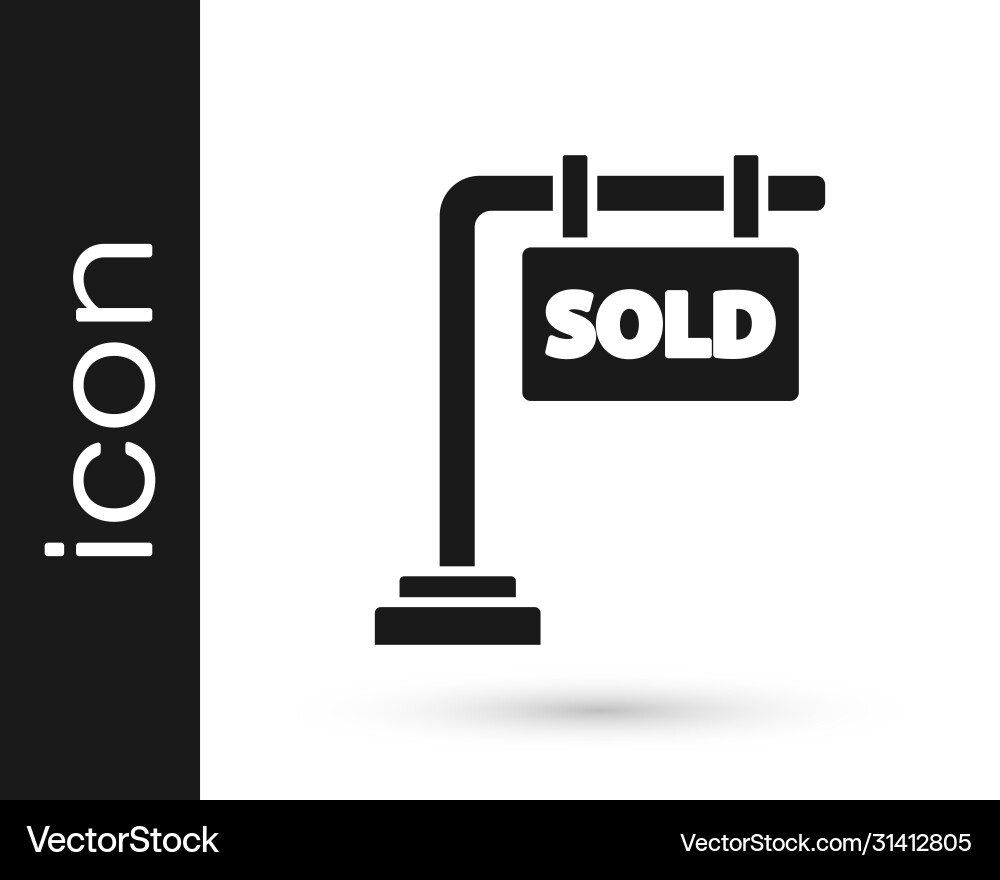 Grey hanging sign with text sold icon isolated Vector Image