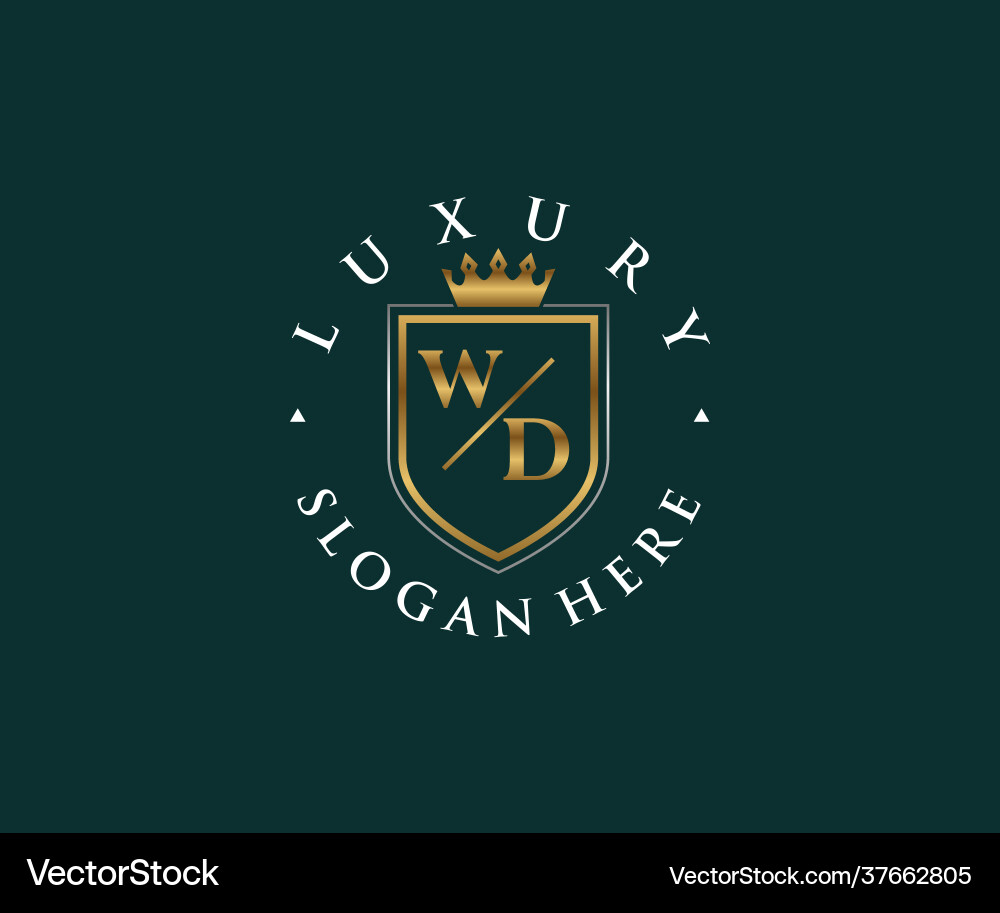 Initial wd letter royal luxury logo template Vector Image