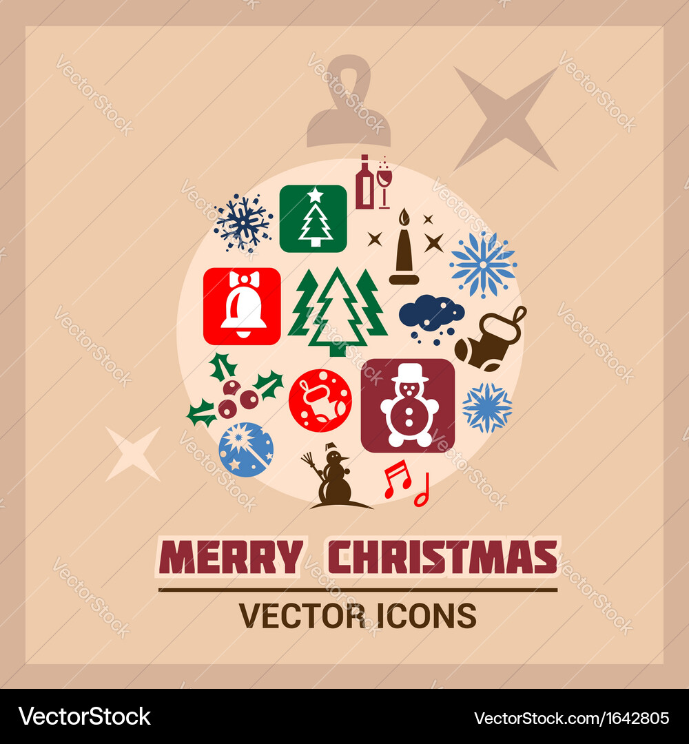 Merry christmas icons set Royalty Free Vector Image