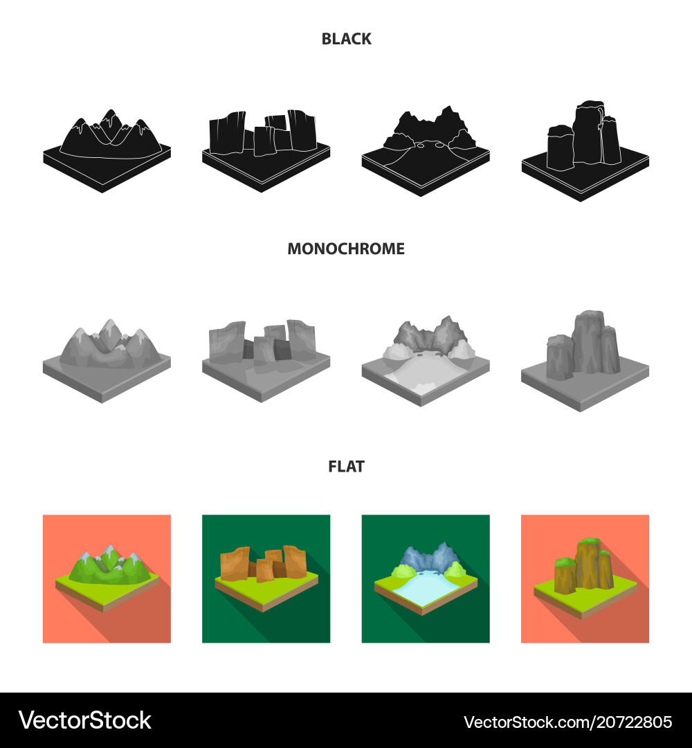 Mountains rocks and landscape relief Royalty Free Vector