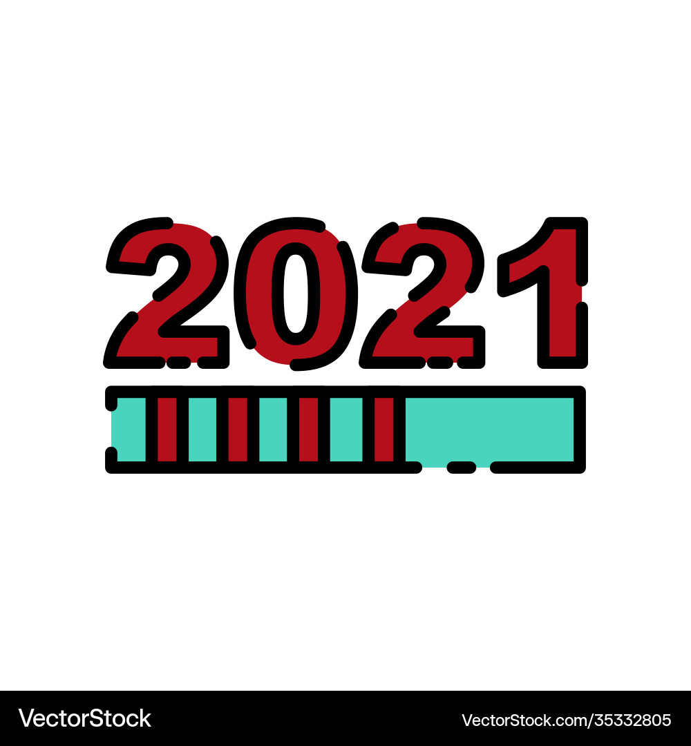 New year lineal color icon loading with text 2021 Vector Image