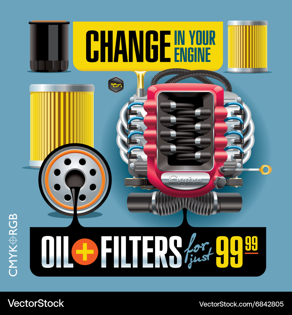 Oil and Filters Change Blue Royalty Free Vector Image