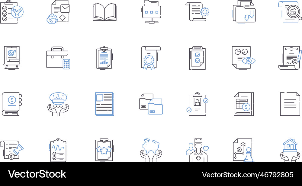 Policy line icons collection regulation Royalty Free Vector