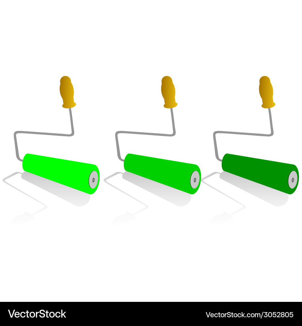 Roller for painting in green color Royalty Free Vector Image
