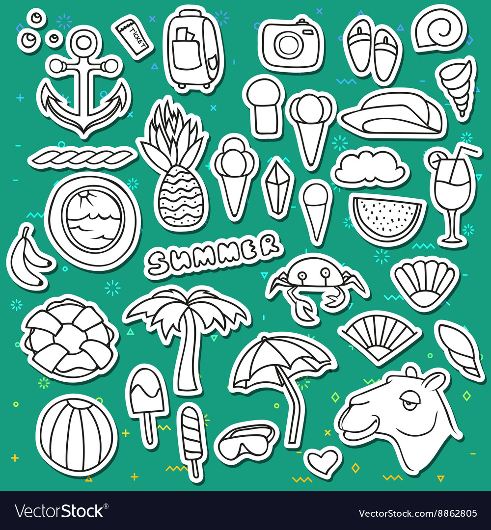 Set isolated objects background with summer Vector Image