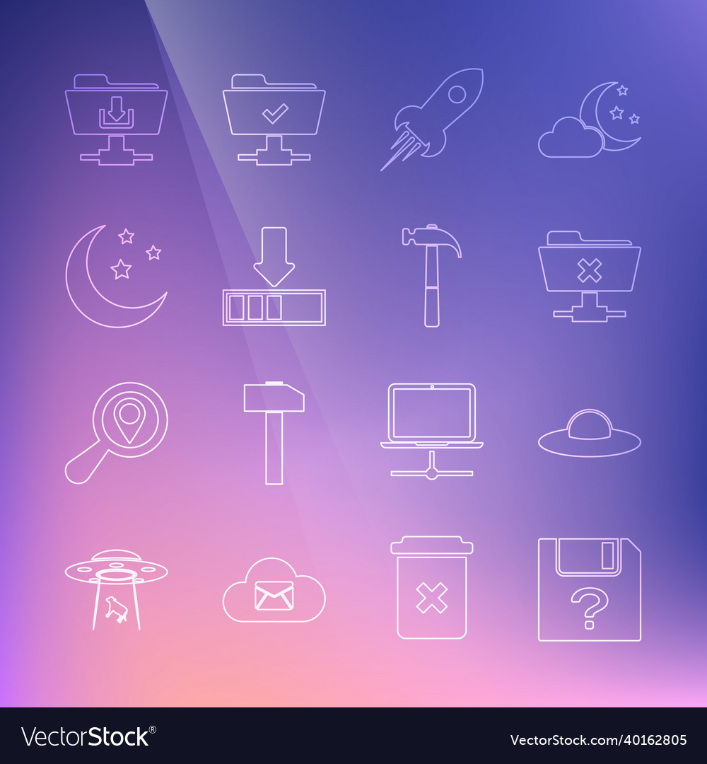 Set line unknown document ufo flying spaceship Vector Image Set line unknown document ufo flying spaceship Vector Image