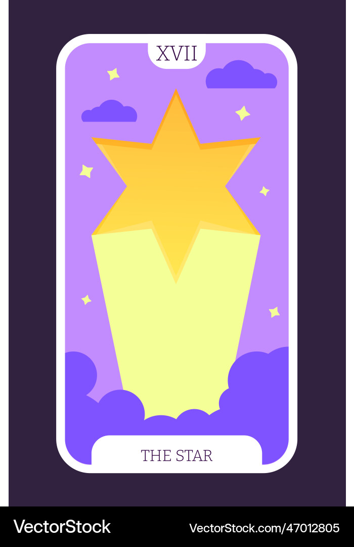 Star tarot cartoon flat card template major Vector Image