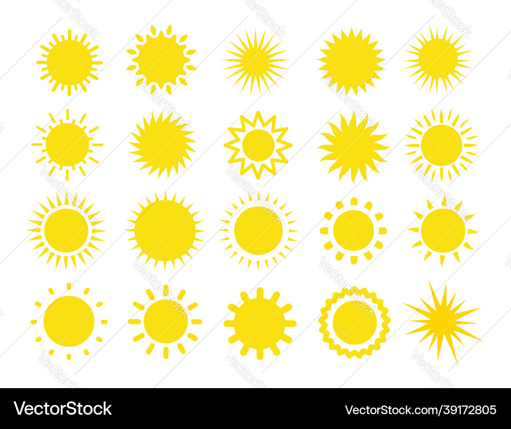 Sun shine ray set sunshine sign collection Vector Image