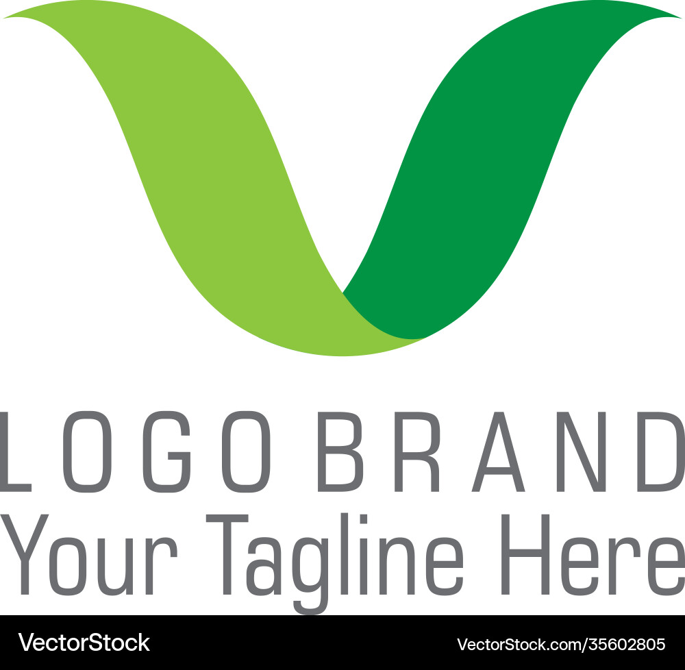 Symbol letter v simple curves leaf colors Vector Image