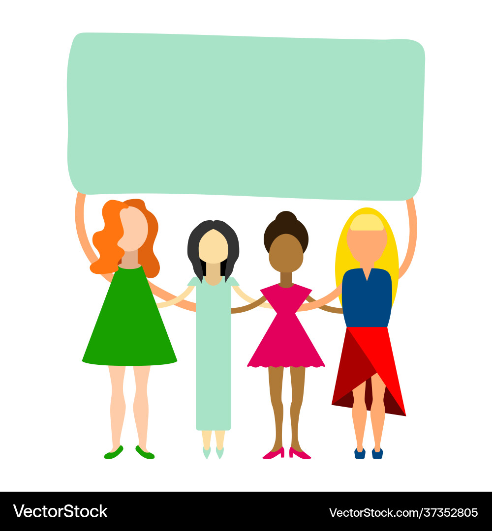 Women with poster concept Royalty Free Vector Image