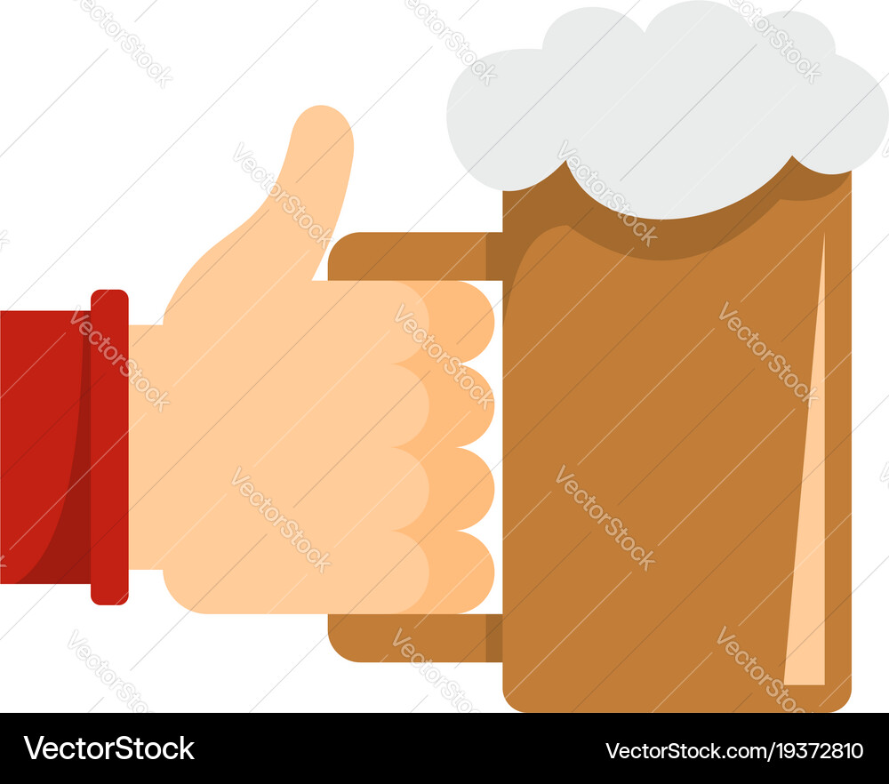 Beer in hand icon flat style Royalty Free Vector Image