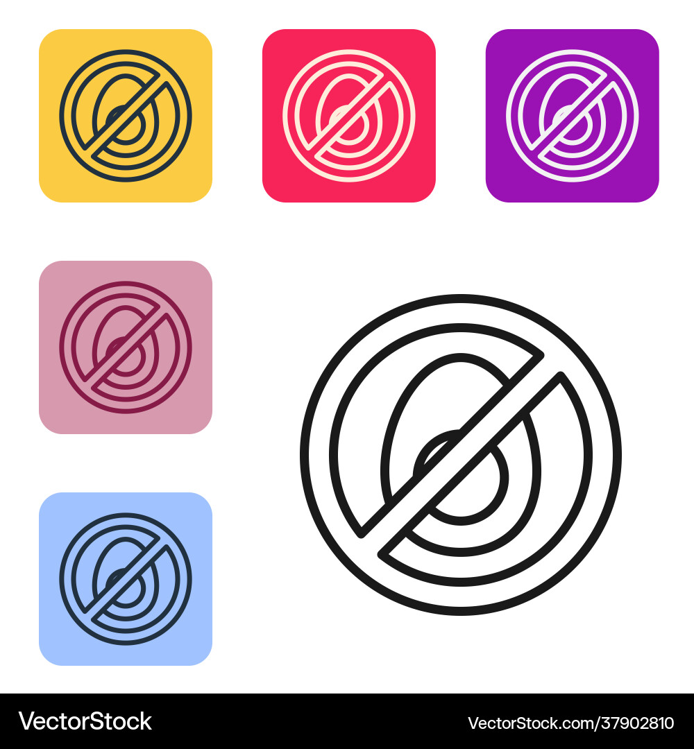 Black line no meat icon isolated line Royalty Free Vector