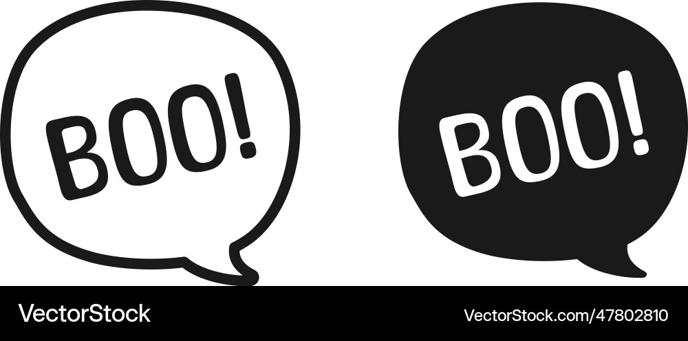 Boo text in speech bubble outline and silhouette Vector Image