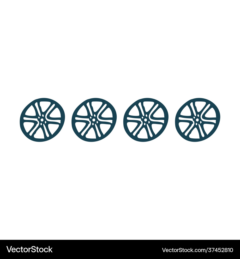 Car wheel set icon design template hand drawn Vector Image