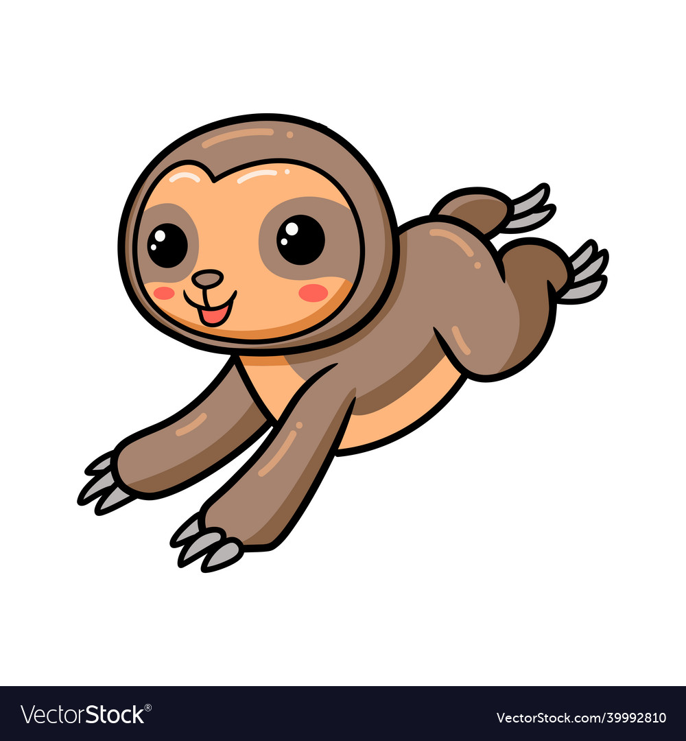 Cute baby sloth cartoon jumping Royalty Free Vector Image