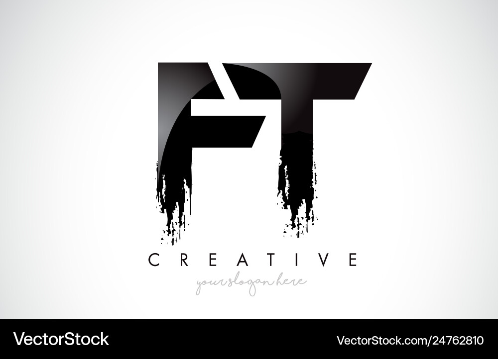 Ft letter design with brush stroke and modern 3d Vector Image