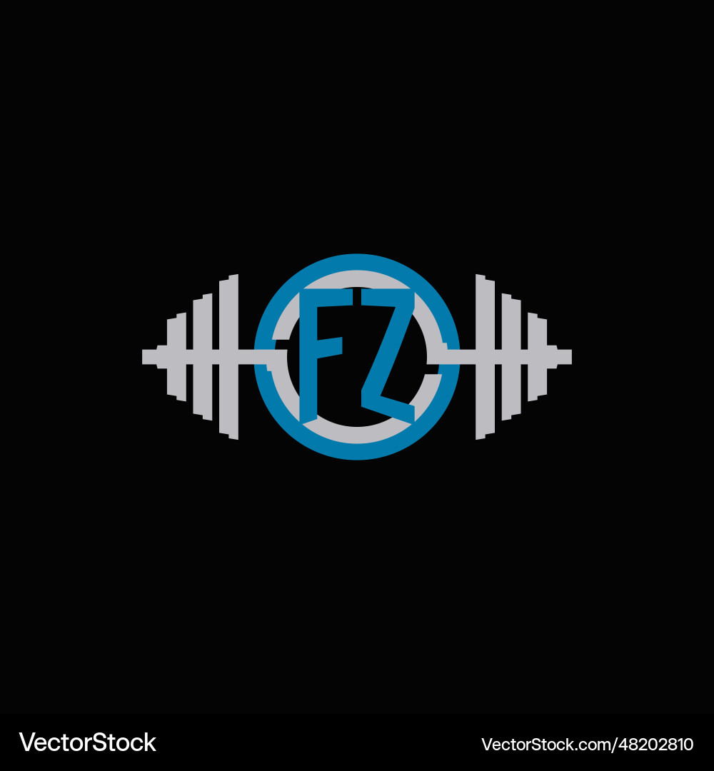 Initial fz logo design with geometric dumbbell Vector Image