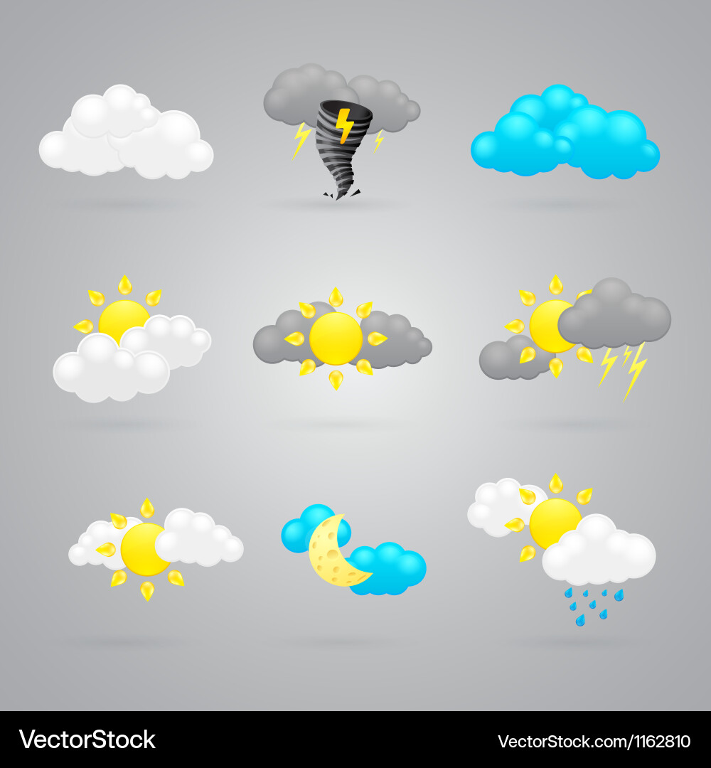 Many different color weather icons Royalty Free Vector Image